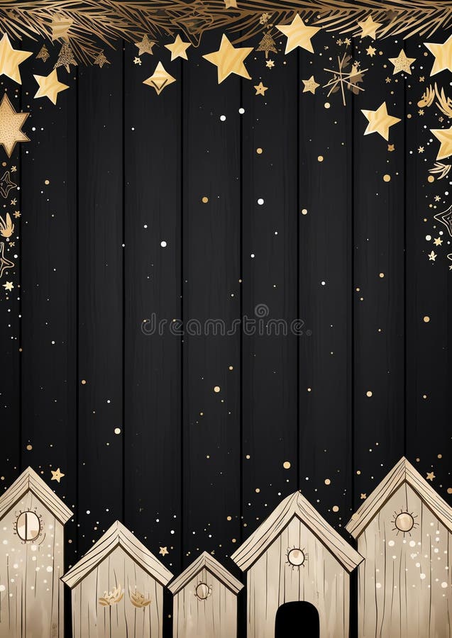 Manger Watercolor Winter Border Stock Illustration - Illustration of ...