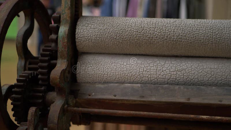 Mangle Wringer Vintage Laundry Machine Stock Footage - Video of press ...