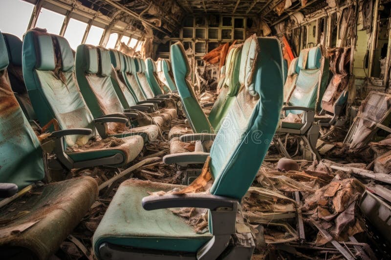 Mangled Airplane Seats Arranged in a Row Stock Illustration ...