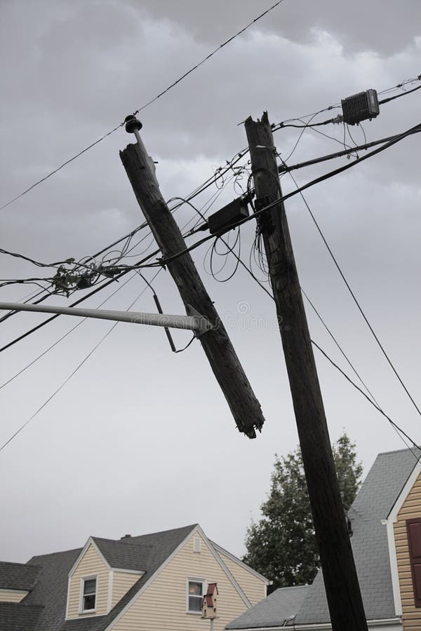Mangled Utility Pole after a Hurricane Stock Image - Image of supply ...
