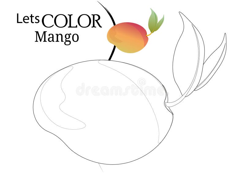 Mango Coloring Pages for Kids Stock Vector - Illustration of outline ...