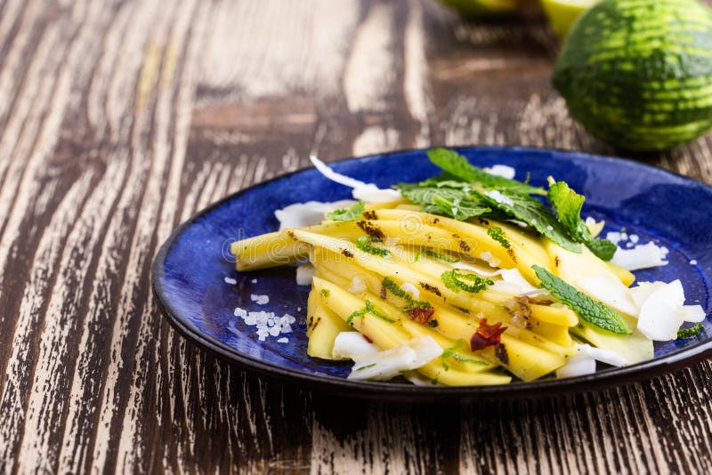 Mango Appetizer with Coconut and Chilli Stock Image - Image of salad ...