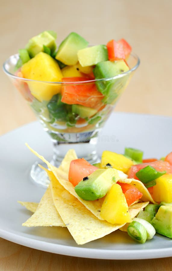 Mango avocado salsa stock image. Image of chip, tortilla - 23159807
