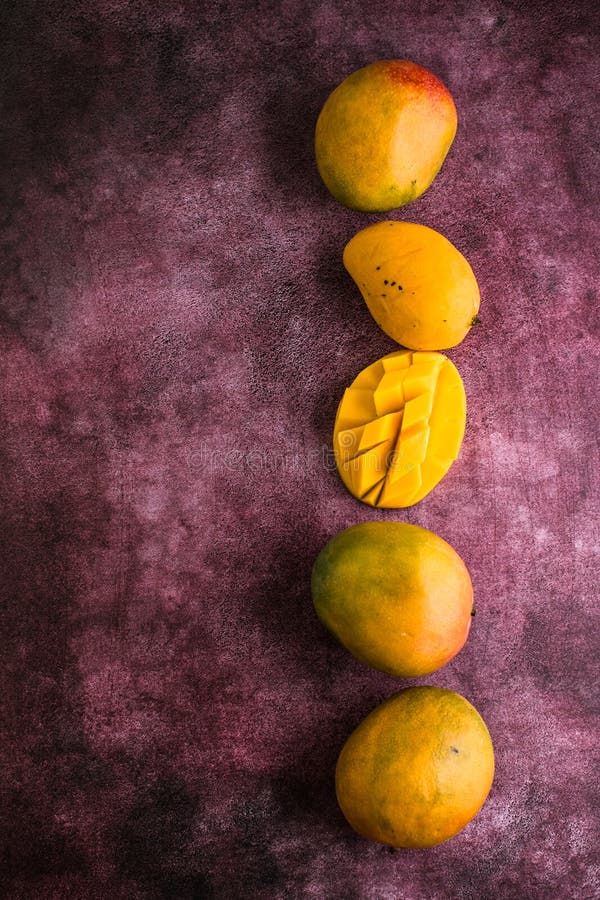 Mango Background Design Concept. Top View of Fresh Mango Fruit Pattern ...