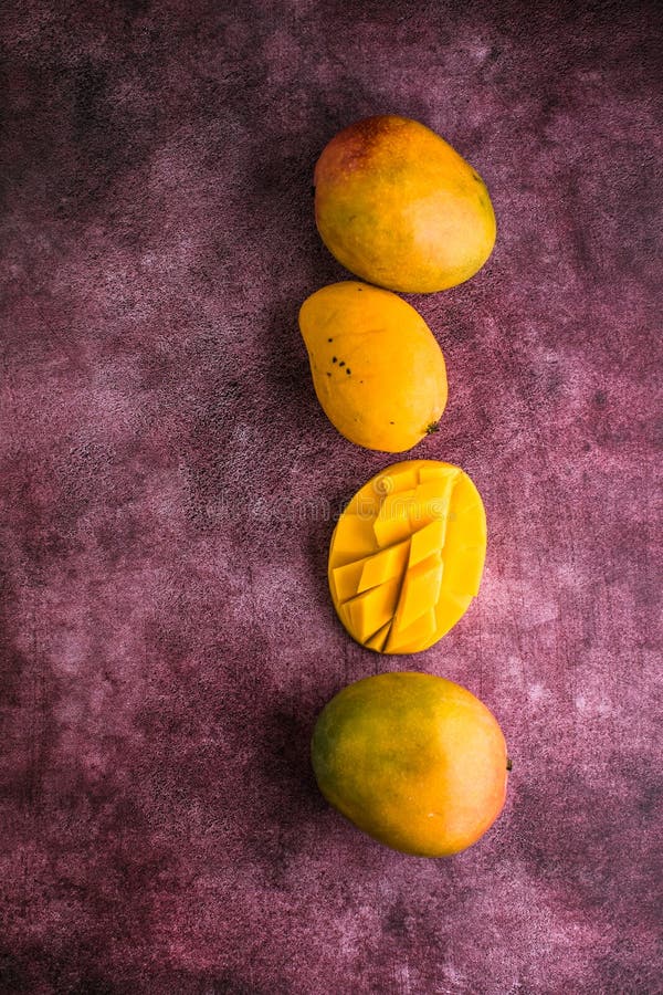 Mango Background Design Concept. Top View of Fresh Mango Fruit Pattern ...