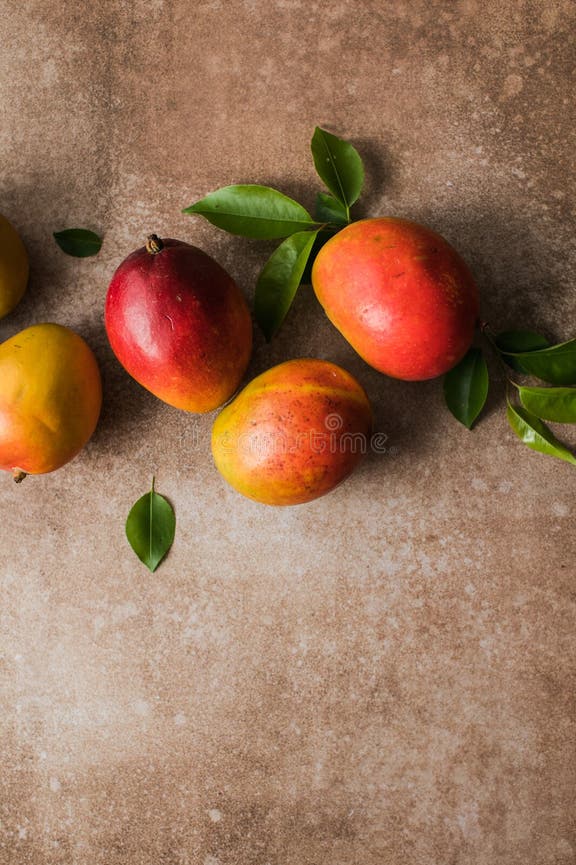 Mango Background Design Concept. Top View of Fresh Mango Fruit Pattern ...