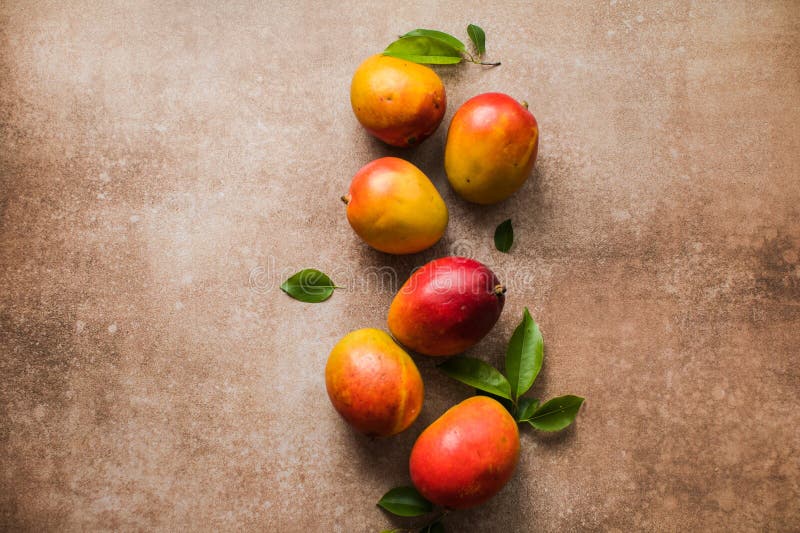 Mango Background Design Concept. Top View of Fresh Mango Fruit Pattern ...