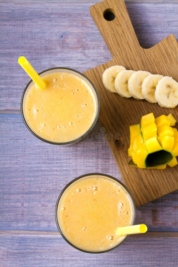 Mango Banana Milkshake with Fruits. Stock Image - Image of blueberry ...