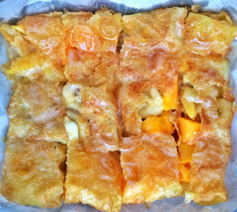 Mango, Banana, Pineapple with Egg Rotee Stock Photo - Image of dessert ...