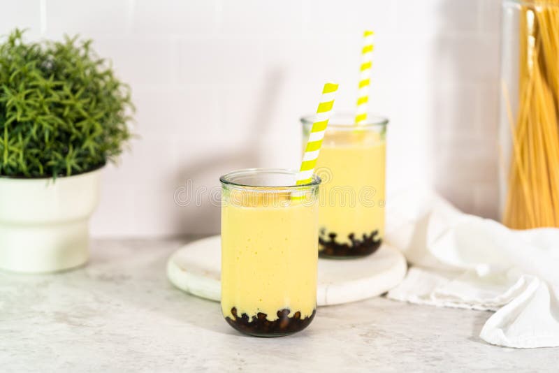 Mango boba smoothie stock image. Image of drink, organic - 264409729