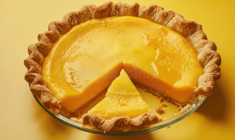 Mango and Buttermilk Pie on a Light Yellow Surface Stock Image - Image ...