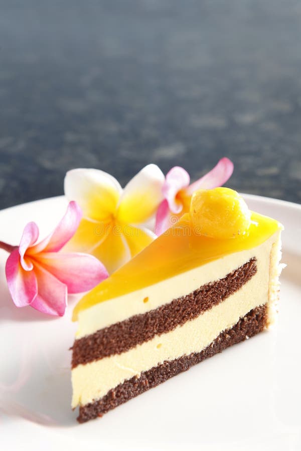 Mango cake stock image. Image of plate, food, mango, yummy - 9583165