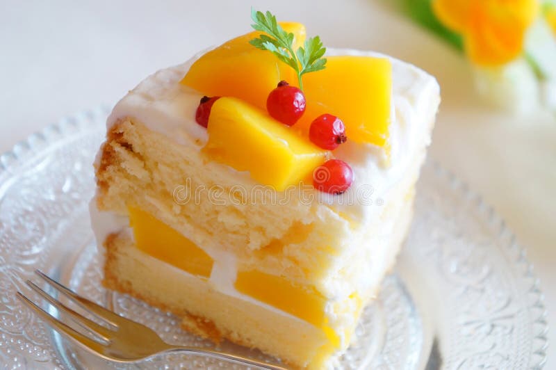 Mango Cake stock photo. Image of slice, decoration, tasty - 46022818