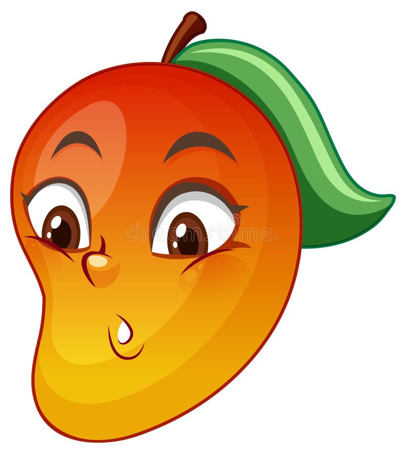 Mango Cartoon Character with Facial Expression Stock Vector ...