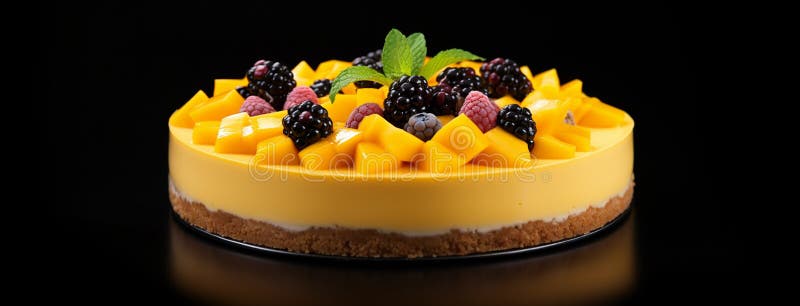 A Mango Cheesecake with a Blur Background Stock Illustration ...