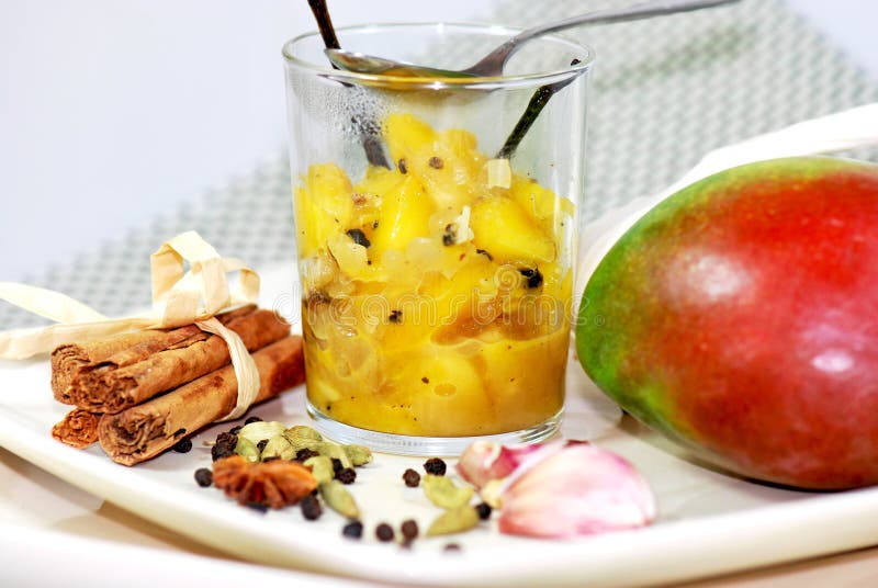 Mango Chutney, Sweet Orange Chili Paste, Mango Chilli Sauce on White ...