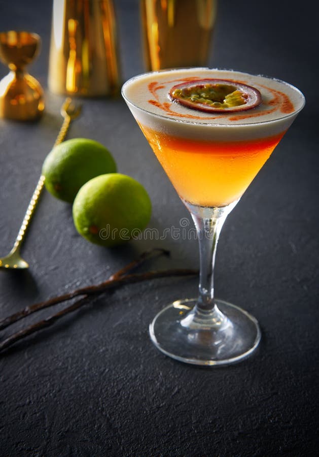 Mango Cocktail Lemon and Passion Fruit Stock Image - Image of liquor ...