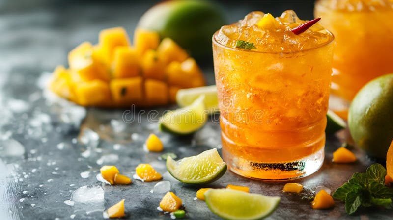 Mango Cocktail on Marble Tabletop. Generative AI Stock Image - Image of ...