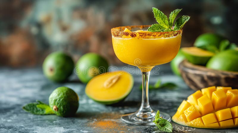 Mango Cocktail on Marble Tabletop. Generative AI Stock Image - Image of ...
