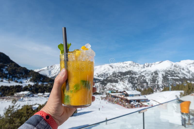 Mango Cocktail at Ski Slopes on a Sunny Day Stock Photo - Image of ...