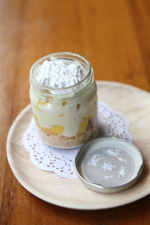 Mango with cream, Dessert stock photo. Image of panna - 141582164