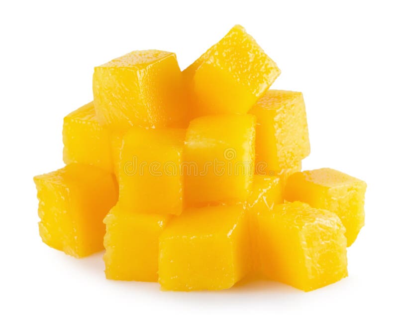 Mango Cube Slices Isolated on the White Background Stock Photo - Image ...