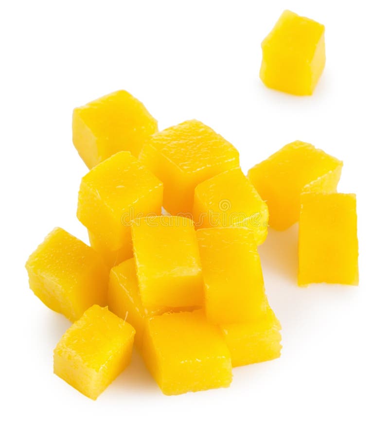 Mango Cube Slices Isolated on the White Background Stock Photo - Image ...