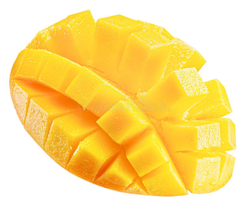 Mango Cube Slices Isolated on a White Background. Clipping Path Stock ...