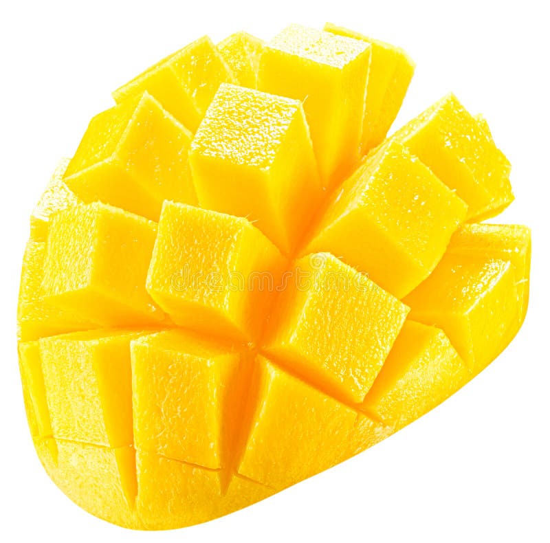 Mango Cube Slices Isolated on a White Background. Clipping Path Stock ...