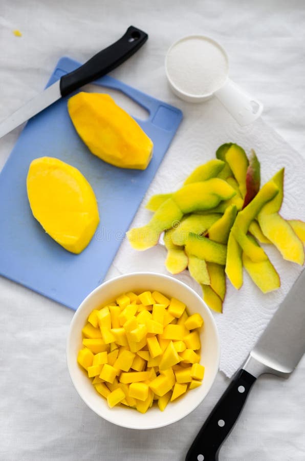 Mango cubes stock photo. Image of closeup, yellow, food - 39178204