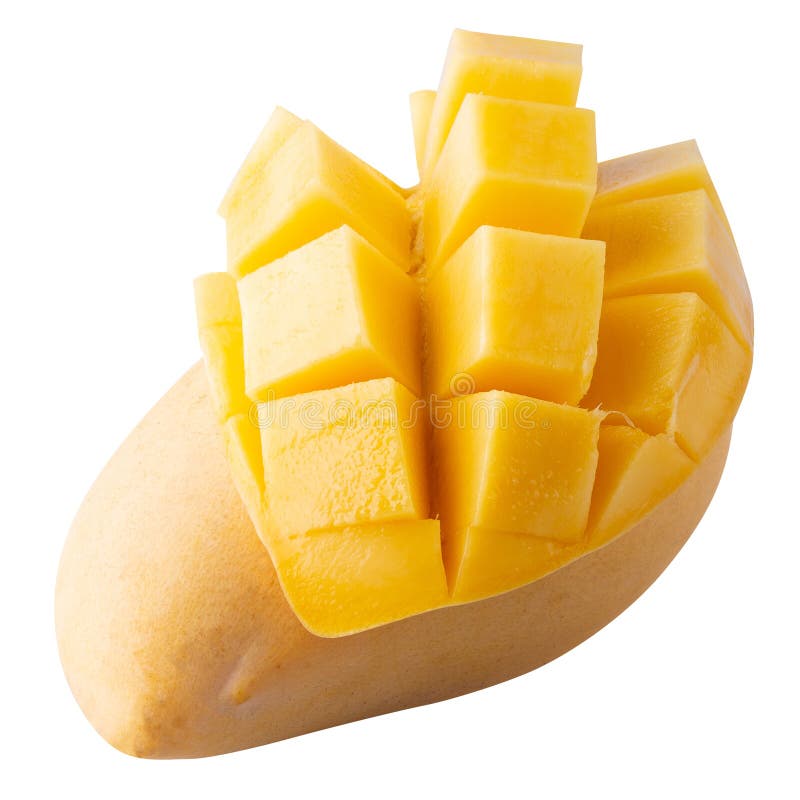 Mango Cubes and Slices Isolated on a White Background Stock Photo ...