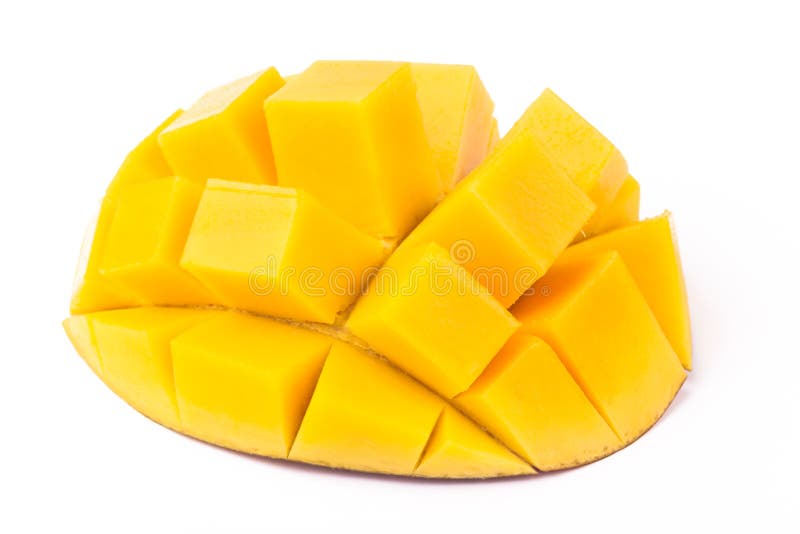 Mango Cubes On White stock photo. Image of food, nature - 33713236