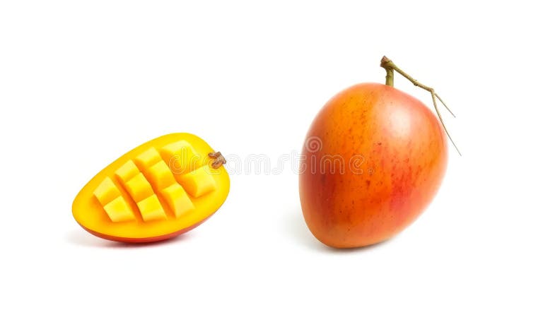 Mango is Cut in Half and the Inside is Shown Stock Photo - Image of ...
