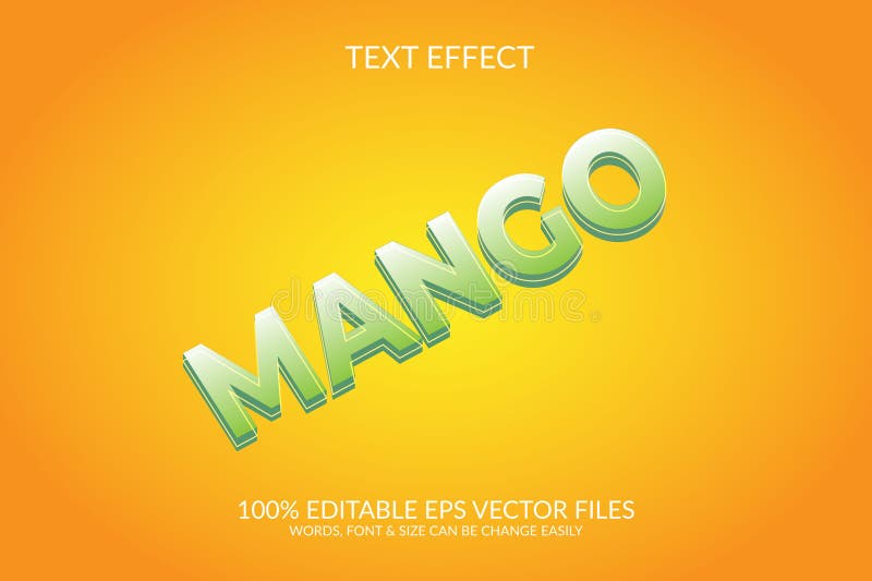 Mango 3d Text Effect Illustration Design. Stock Illustration ...