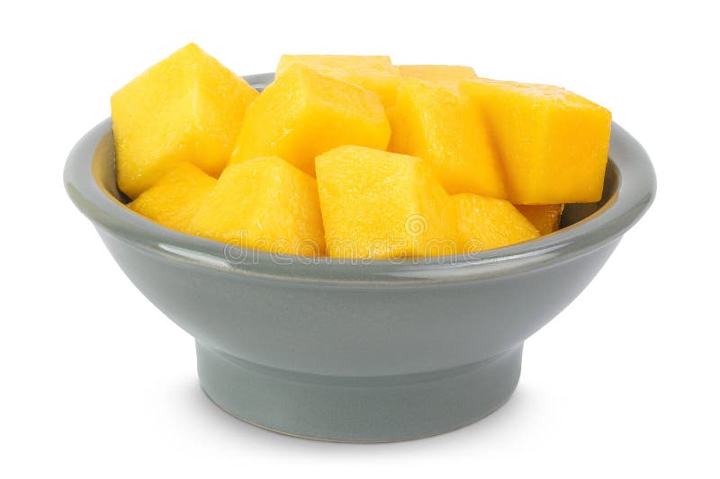 Mango Diced Ceramic Bowl Isolated White Background Full Depth Field ...