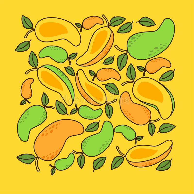 Mango Doodle Hand Drawn Design Stock Illustration - Illustration of ...