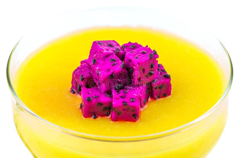 Mango Dragon Fruit Pudding V Stock Image - Image of healthy, bite: 35163333