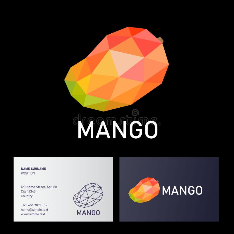Mango Emblem. Low-poly Mango Fruit Like Crystal for Label and Packaging ...