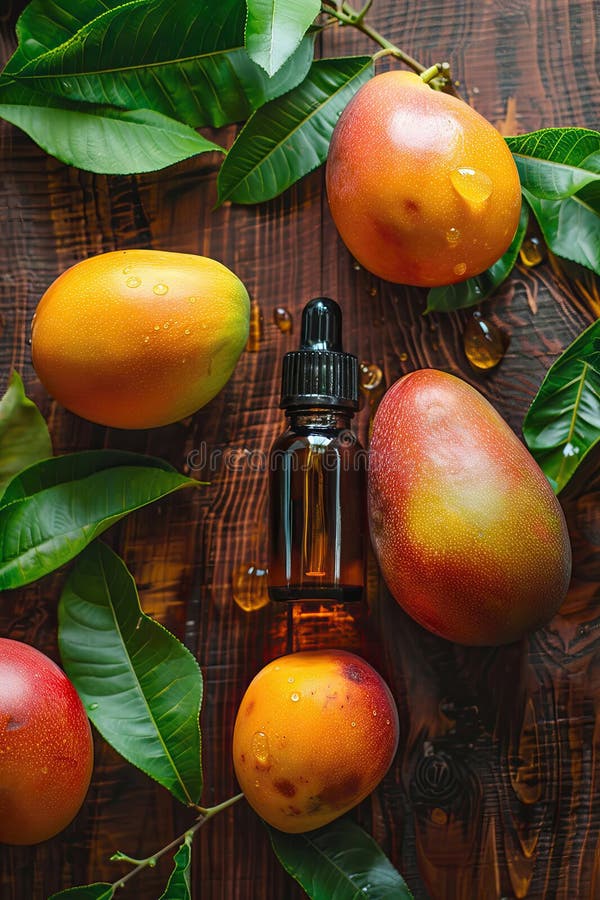 Mango Essential Oil in a Bottle. Selective Focus Stock Image - Image of ...
