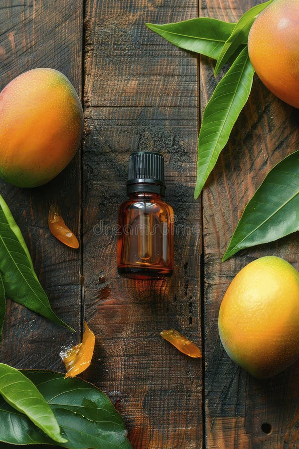 Mango Essential Oil in a Bottle. Selective Focus Stock Image - Image of ...