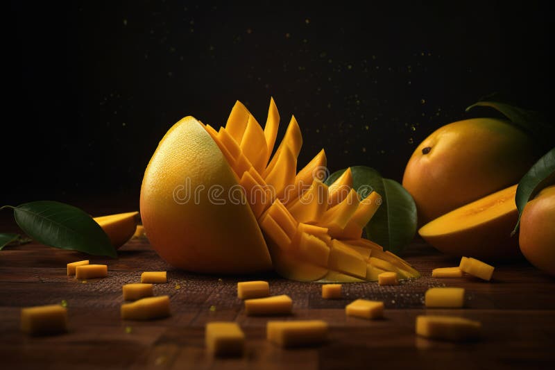 A Mango Falling into a Pile of Slices of Mangos Fruit Pro Shooting, AI ...