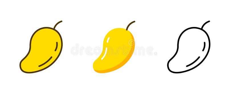 Mango Flat Vector Fruit Icon. Simple Label Cartoon Mango Line Design ...