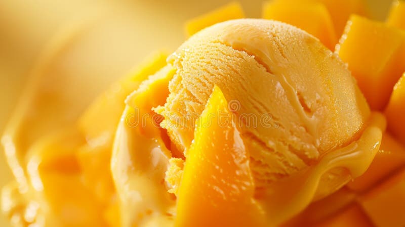 Mango-flavored Ice Cream Scoop. Stock Image - Image of cream, dairy ...
