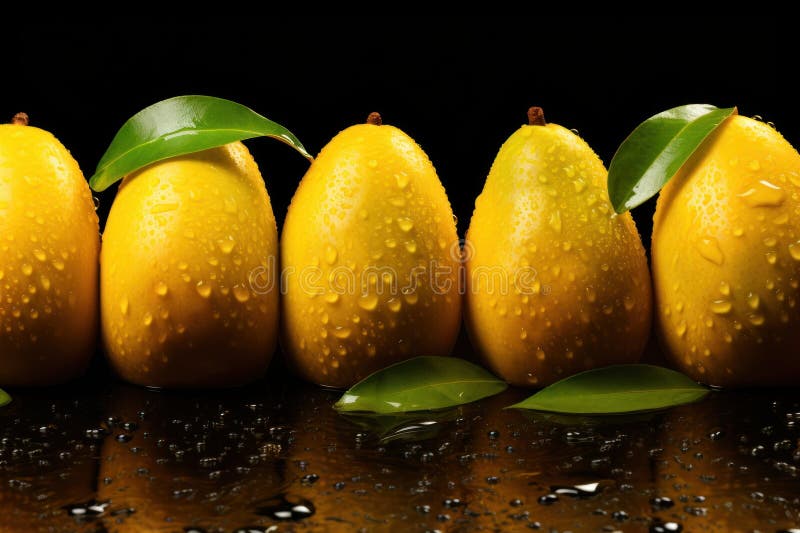 Mango Fruit Background. Yellow Mango with Water Drops Stock ...