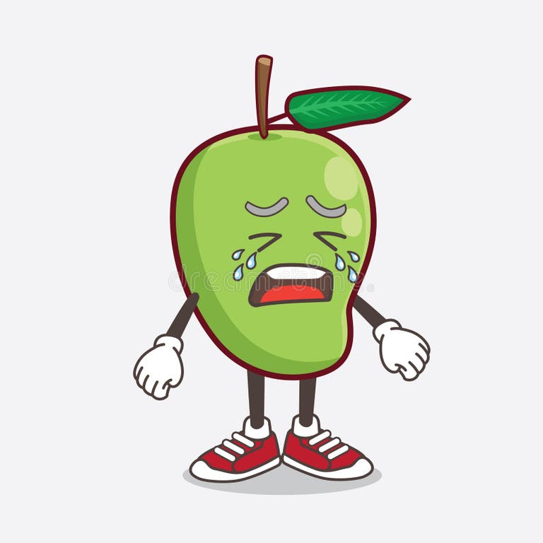 Mango Fruit Cartoon Mascot Character with Crying Expression Stock ...