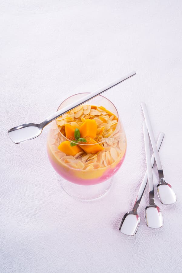 Mango fruit cocktail stock image. Image of bowl, colorful - 40863779