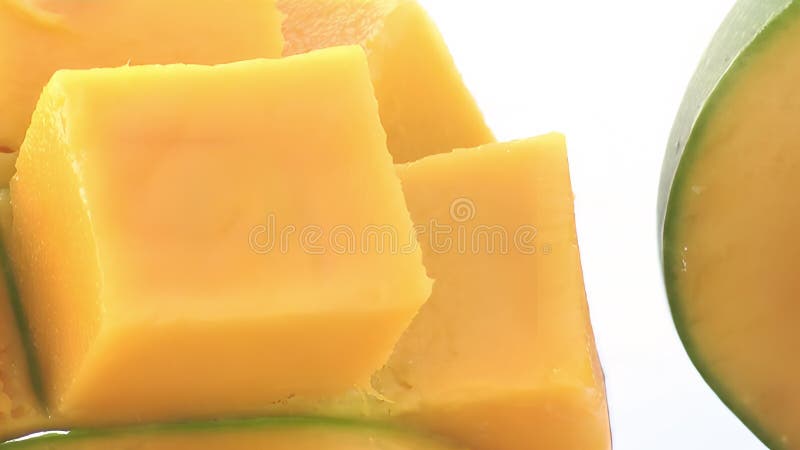 Mango Fruit Cut in Cubes and Mango Cut Half Stock Footage - Video of ...
