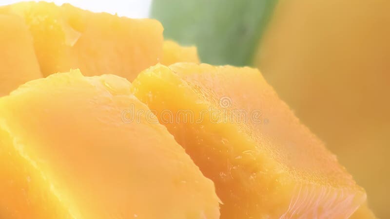 Mango Pulp Cut in Cubes, Close Up Stock Video - Video of meal ...
