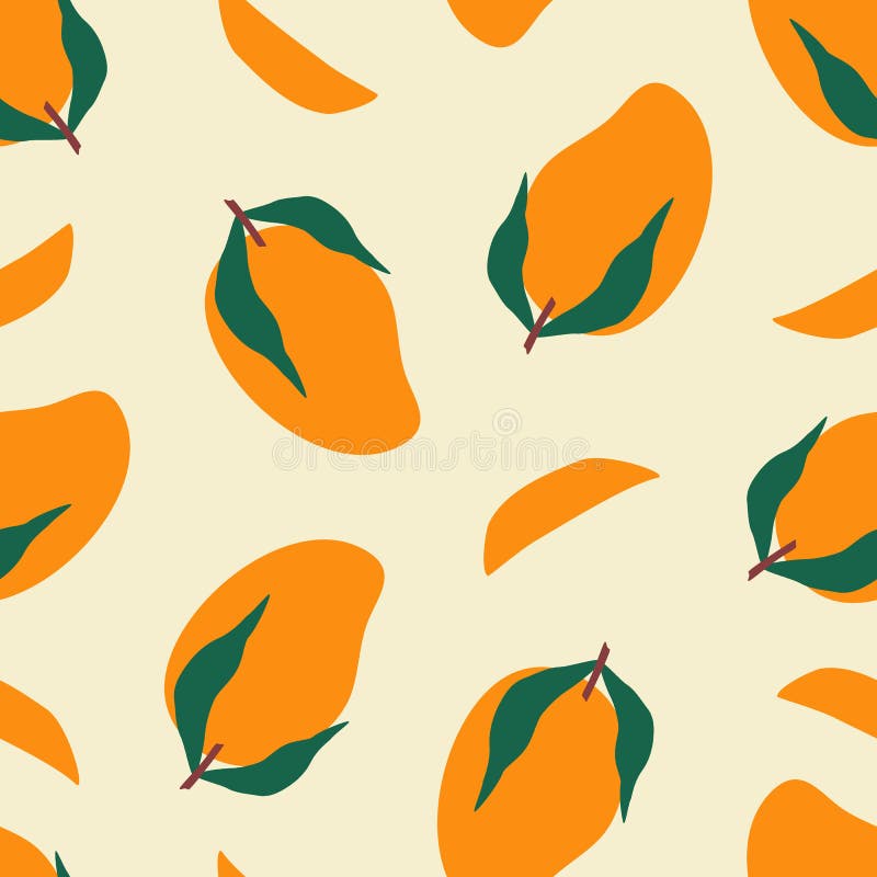 Mango Fruit Hand Drawn Vector Illustration in Flat Style. Tropical ...