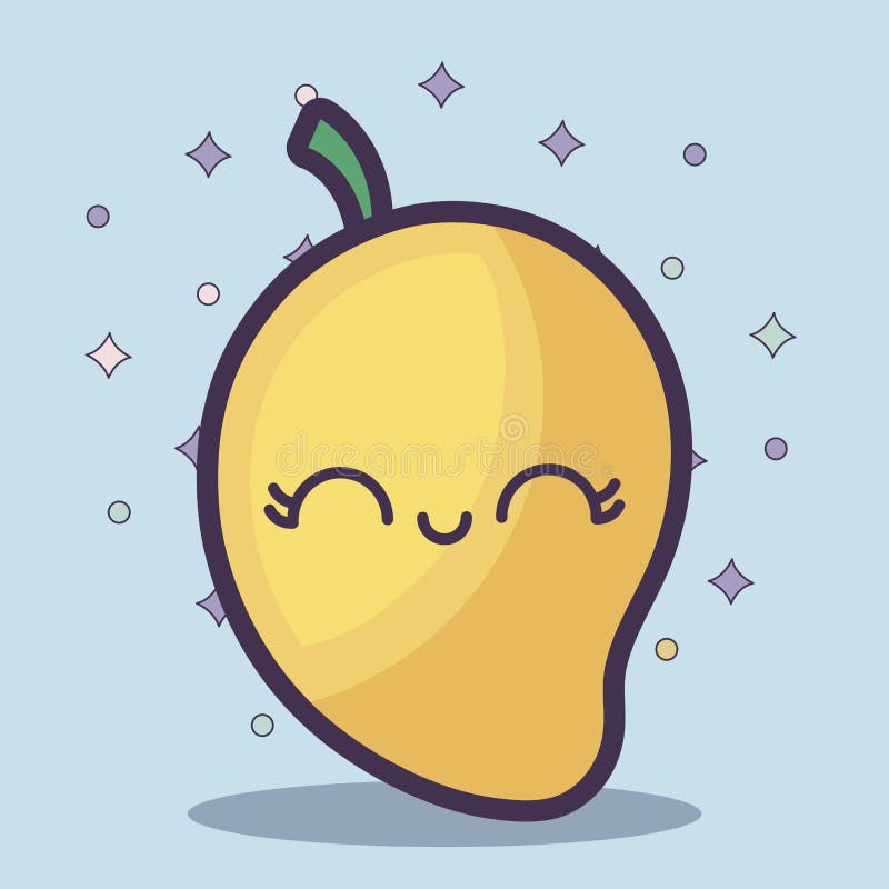 Mango Fruit Kawaii Character Stock Illustration - Illustration of ...